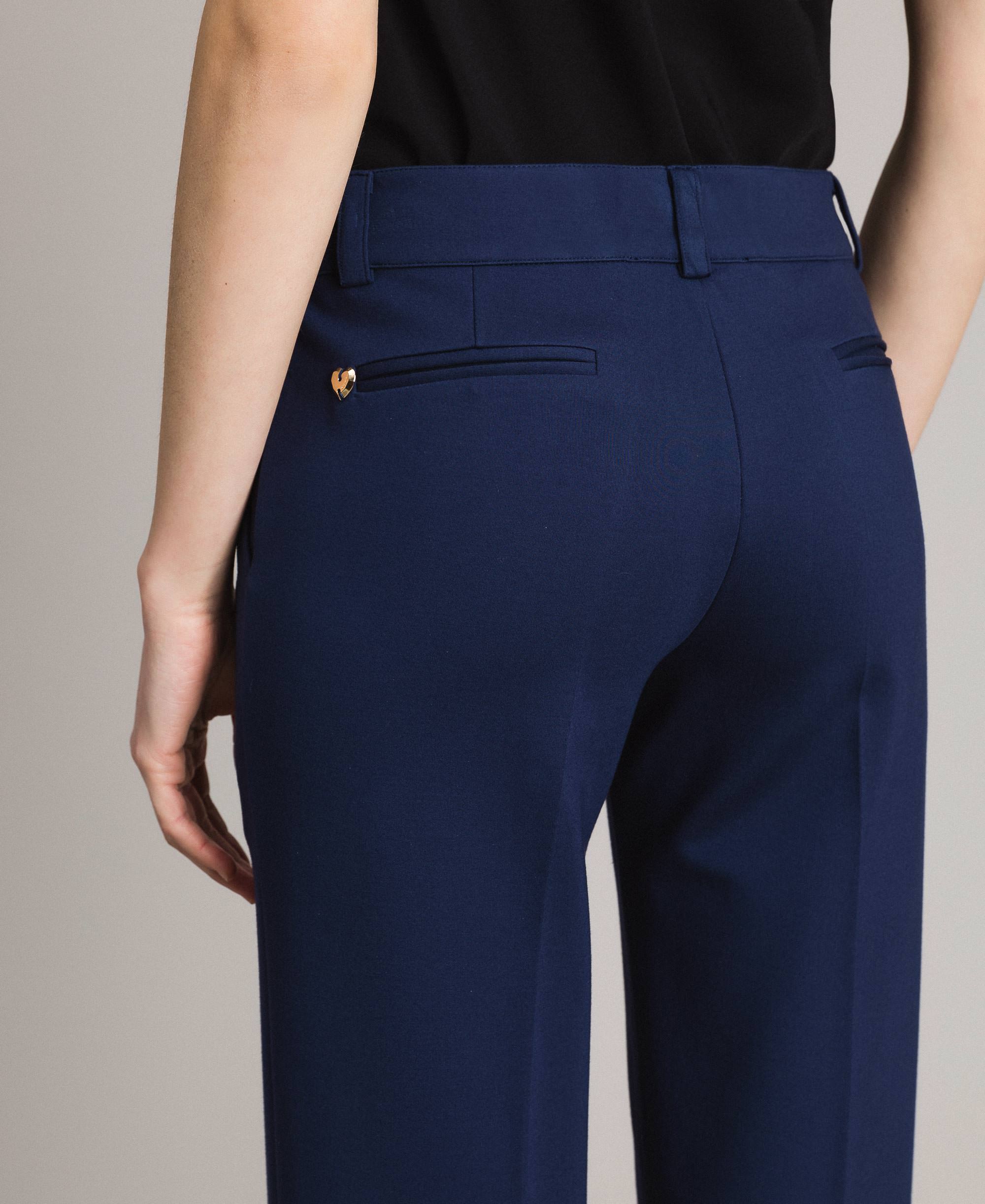 Folded hem drainpipe trousers