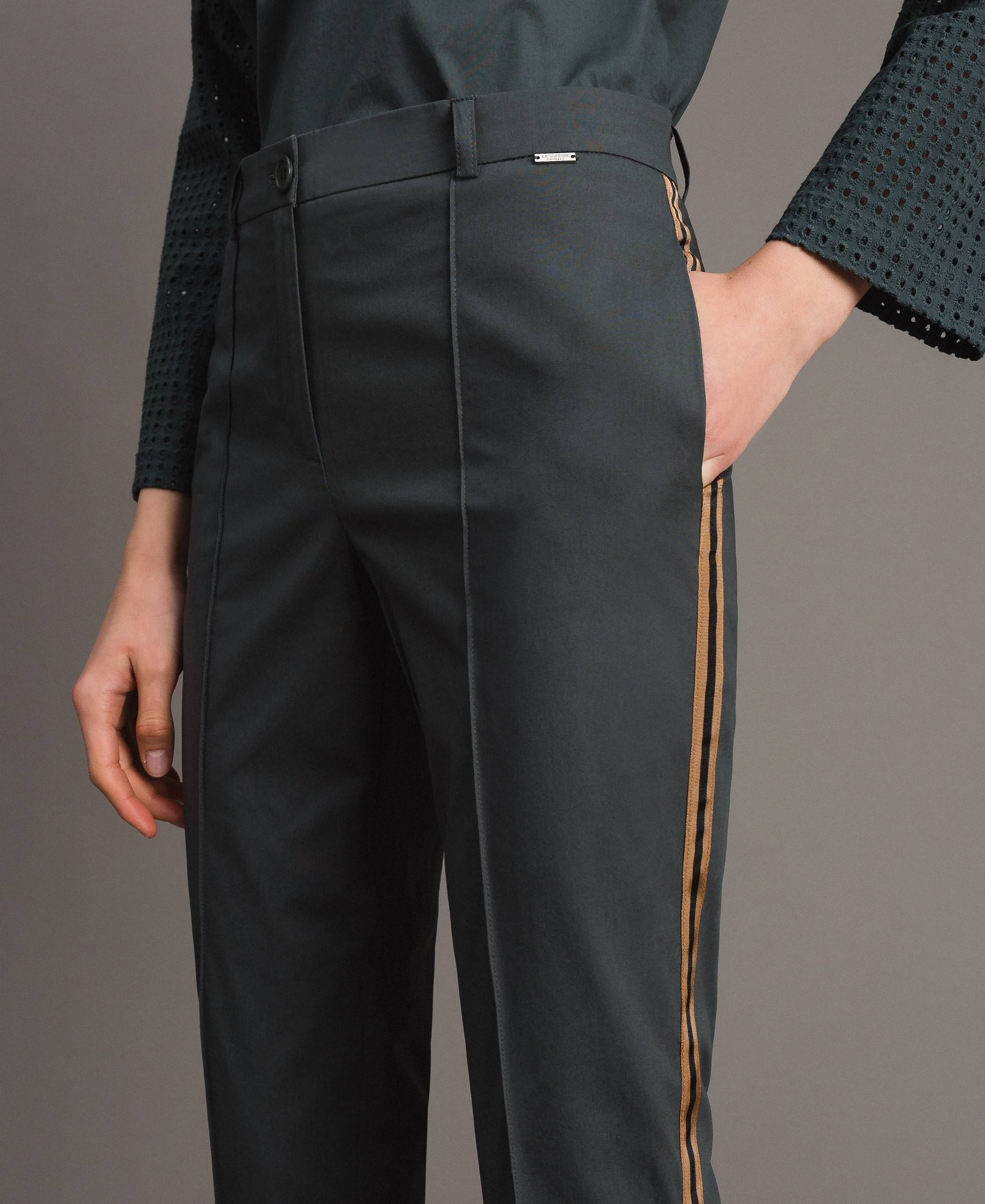 Poplin drainpipe trousers