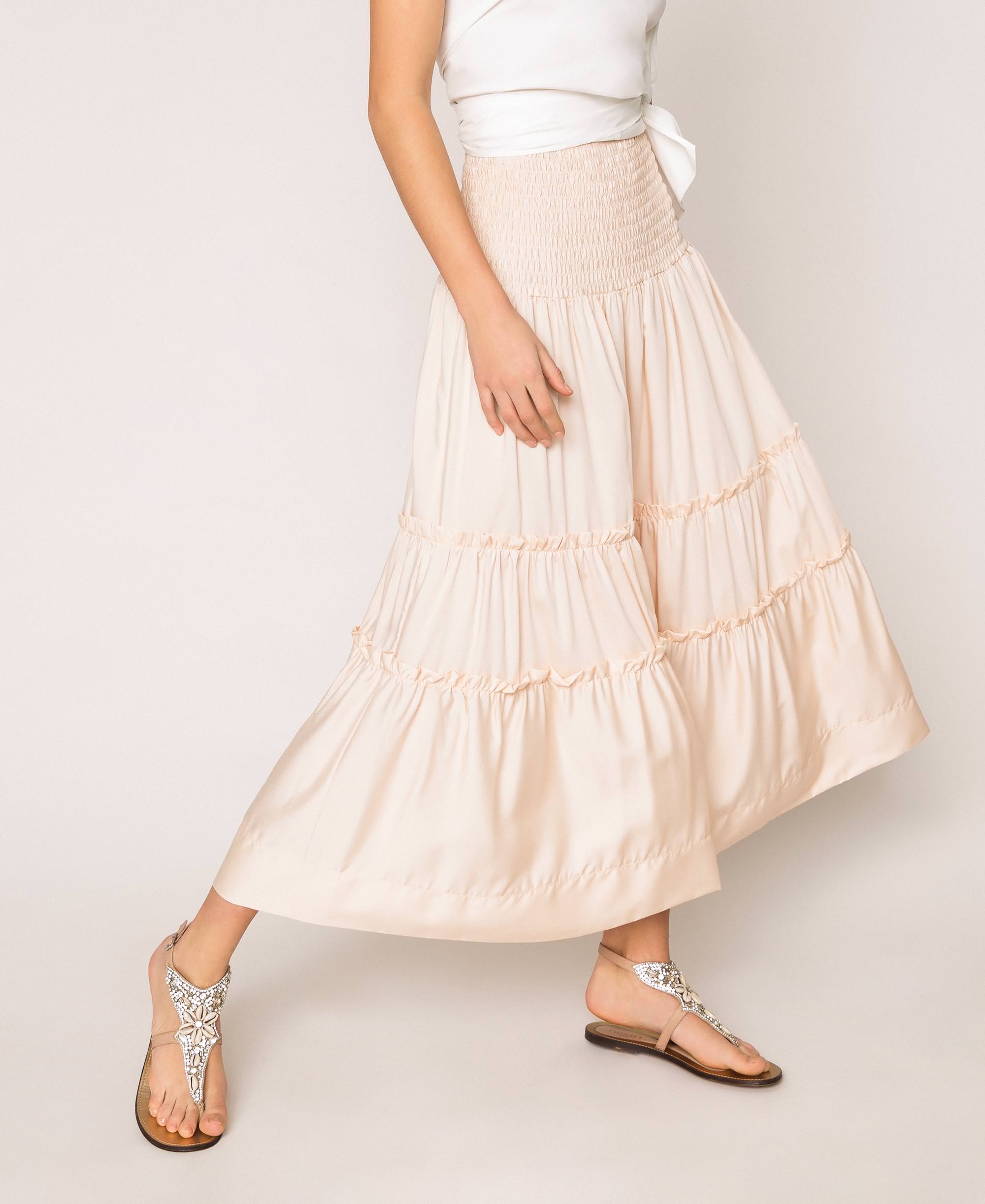 Robe-jupe avec volants Femme, Beige | TWINSET Milano