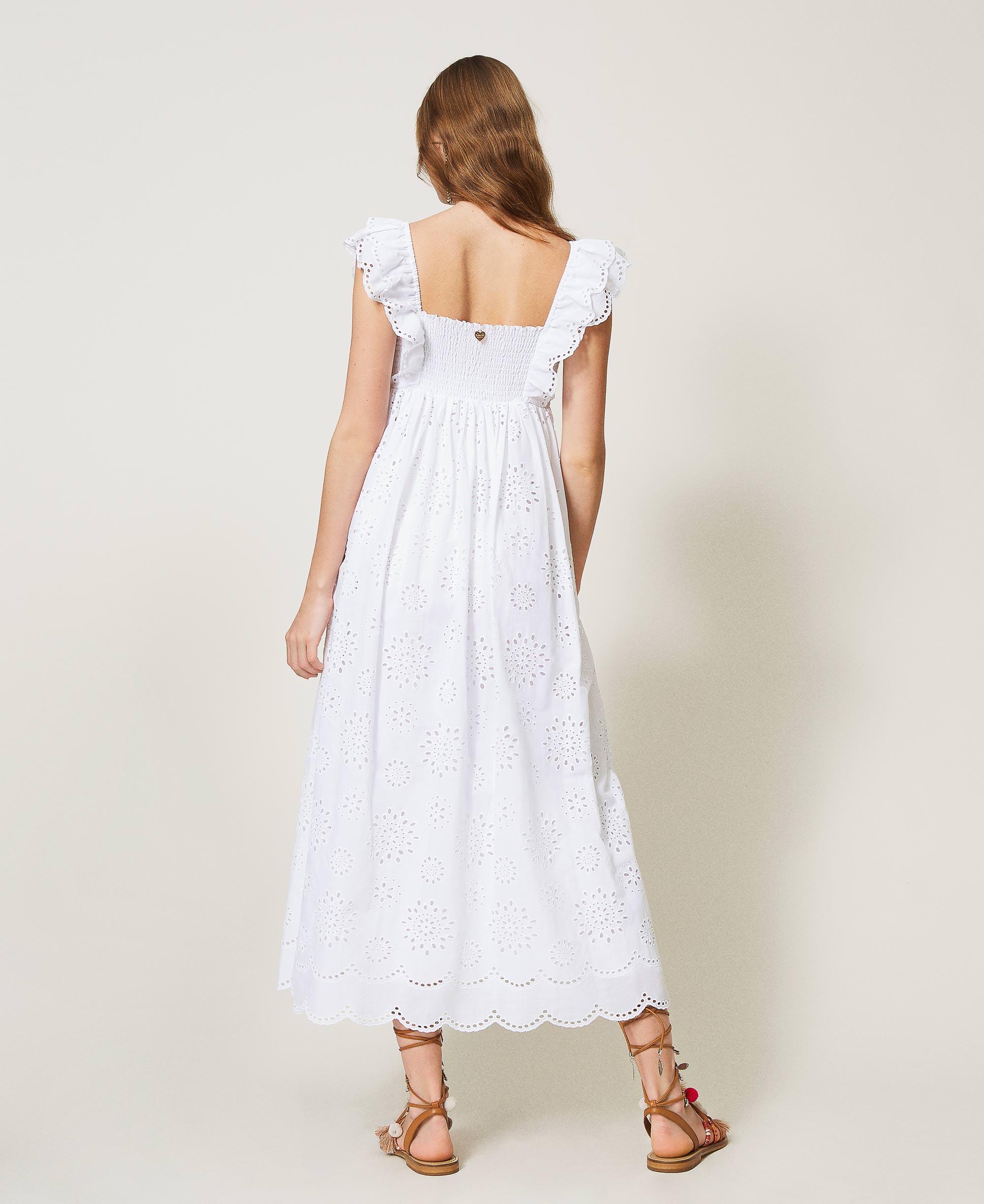 Robe en mousseline avec broderie anglaise Femme, Blanc | TWINSET Milano