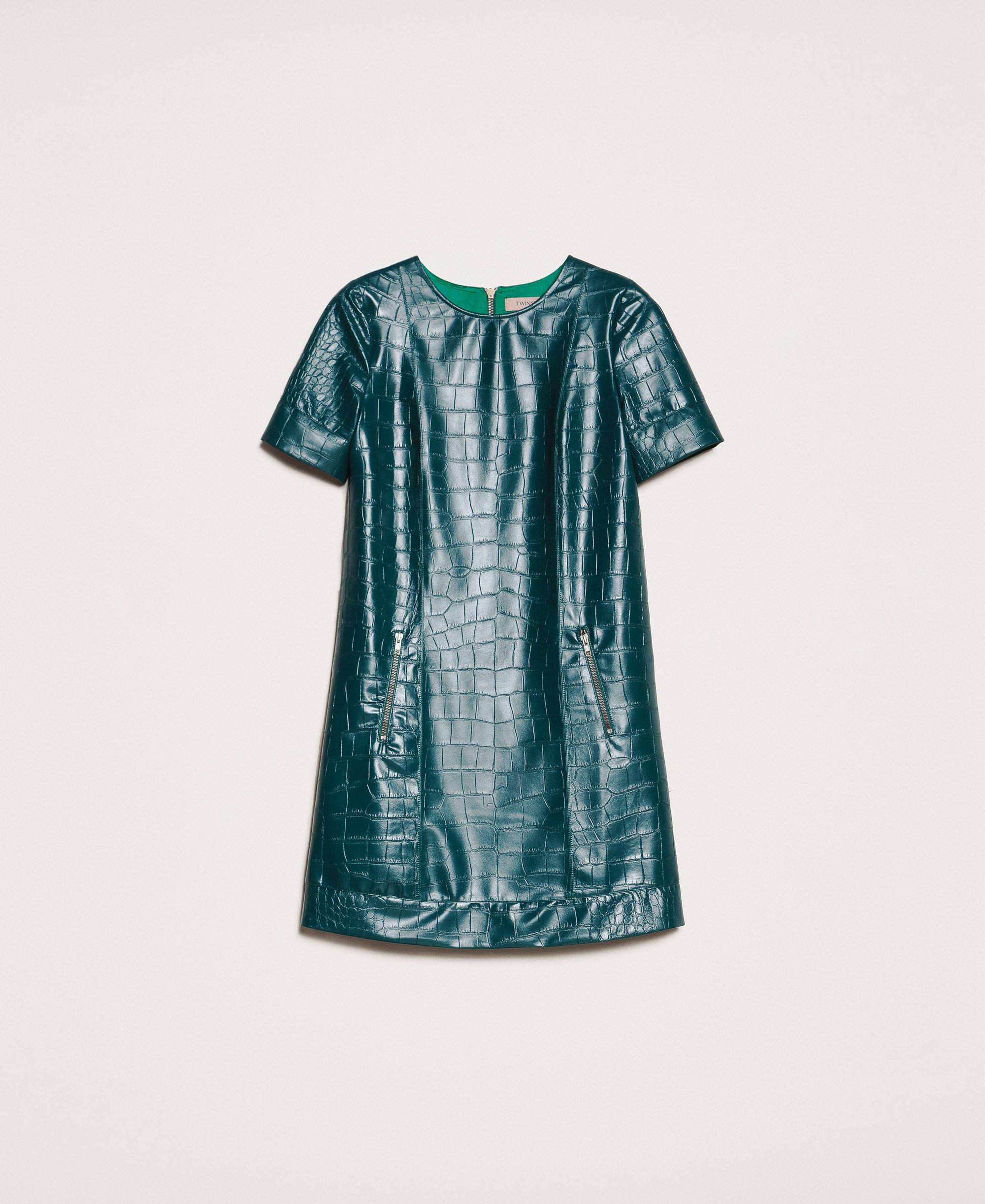 Crocodile print faux leather dress Woman, Green | TWINSET Milano