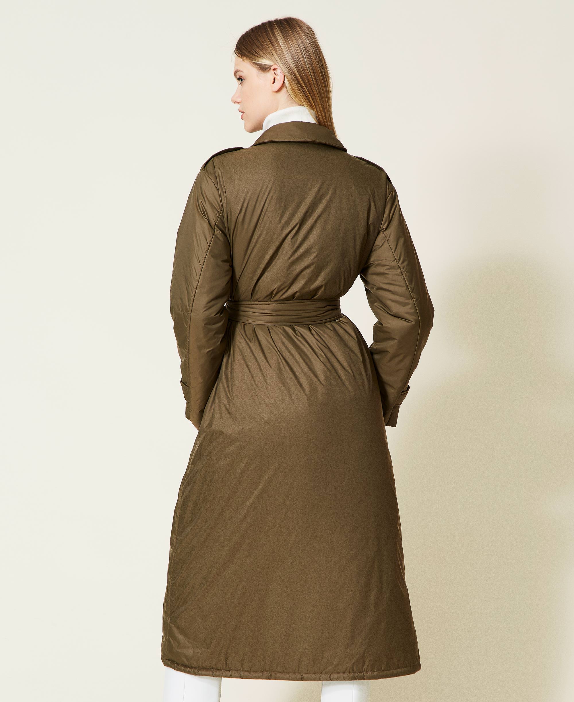 Trench imbottito con cintura Donna, Verde | TWINSET Milano