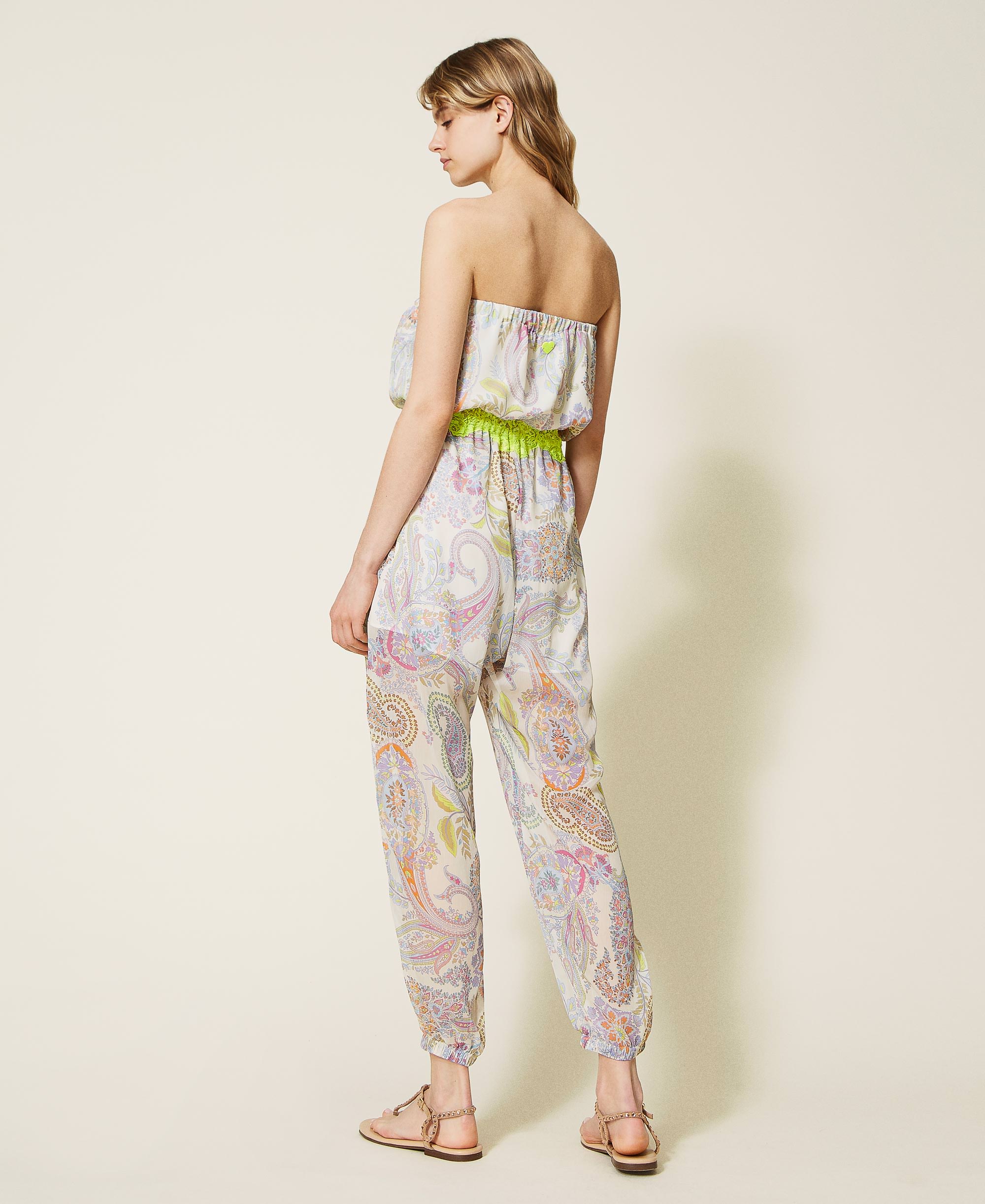 Long printed jumpsuit with neon-coloured details Woman, Patterned ...