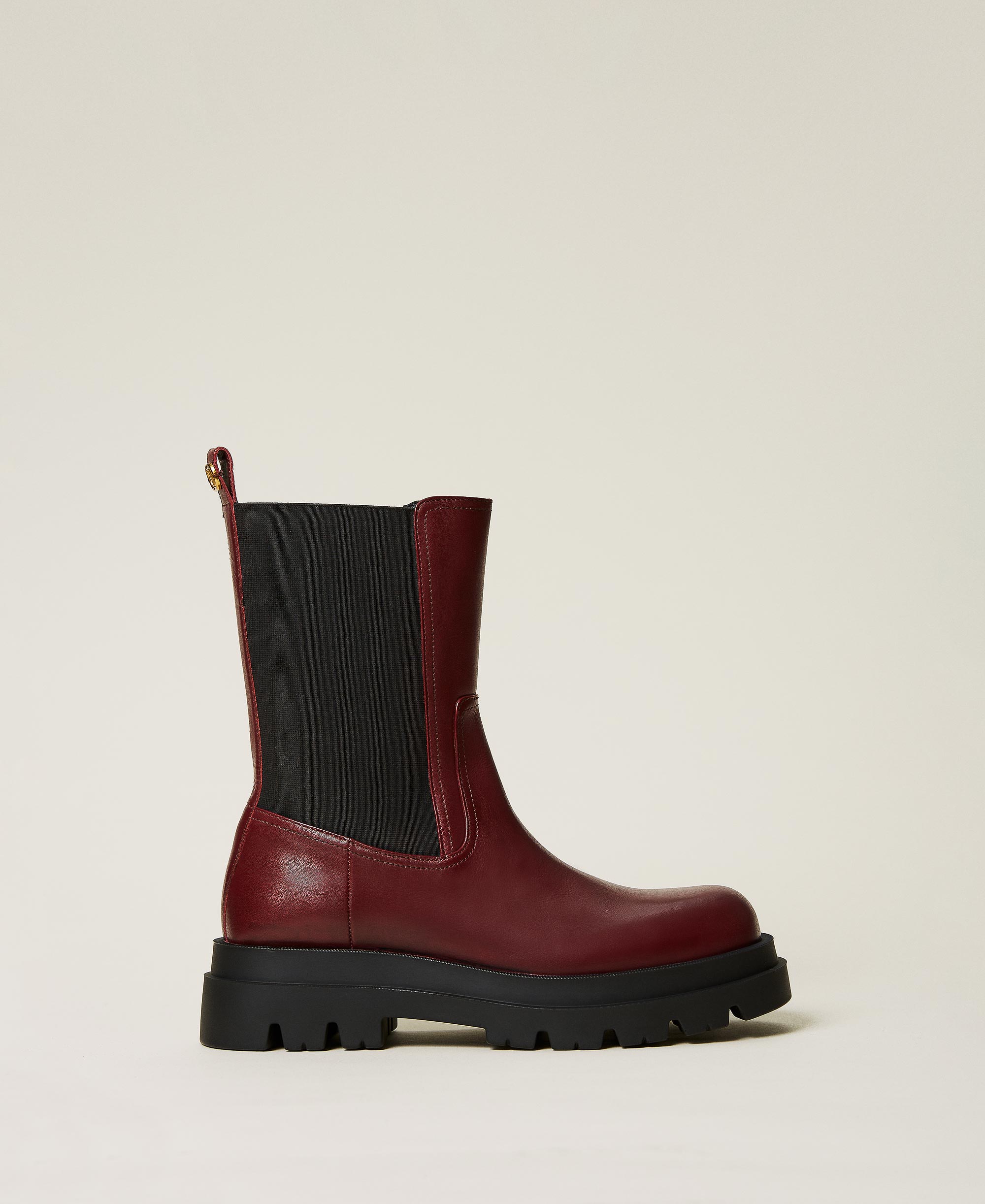 Leather Chelsea boots Woman, Purple | TWINSET Milano