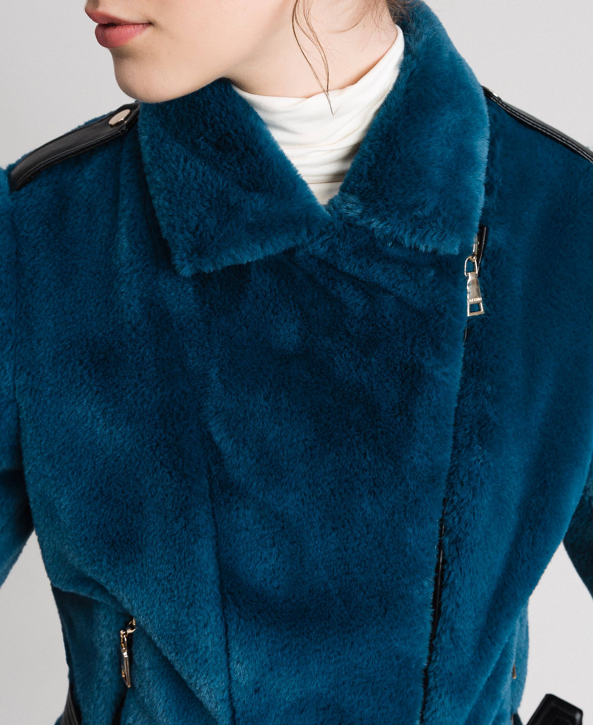 Faux fur biker jacket