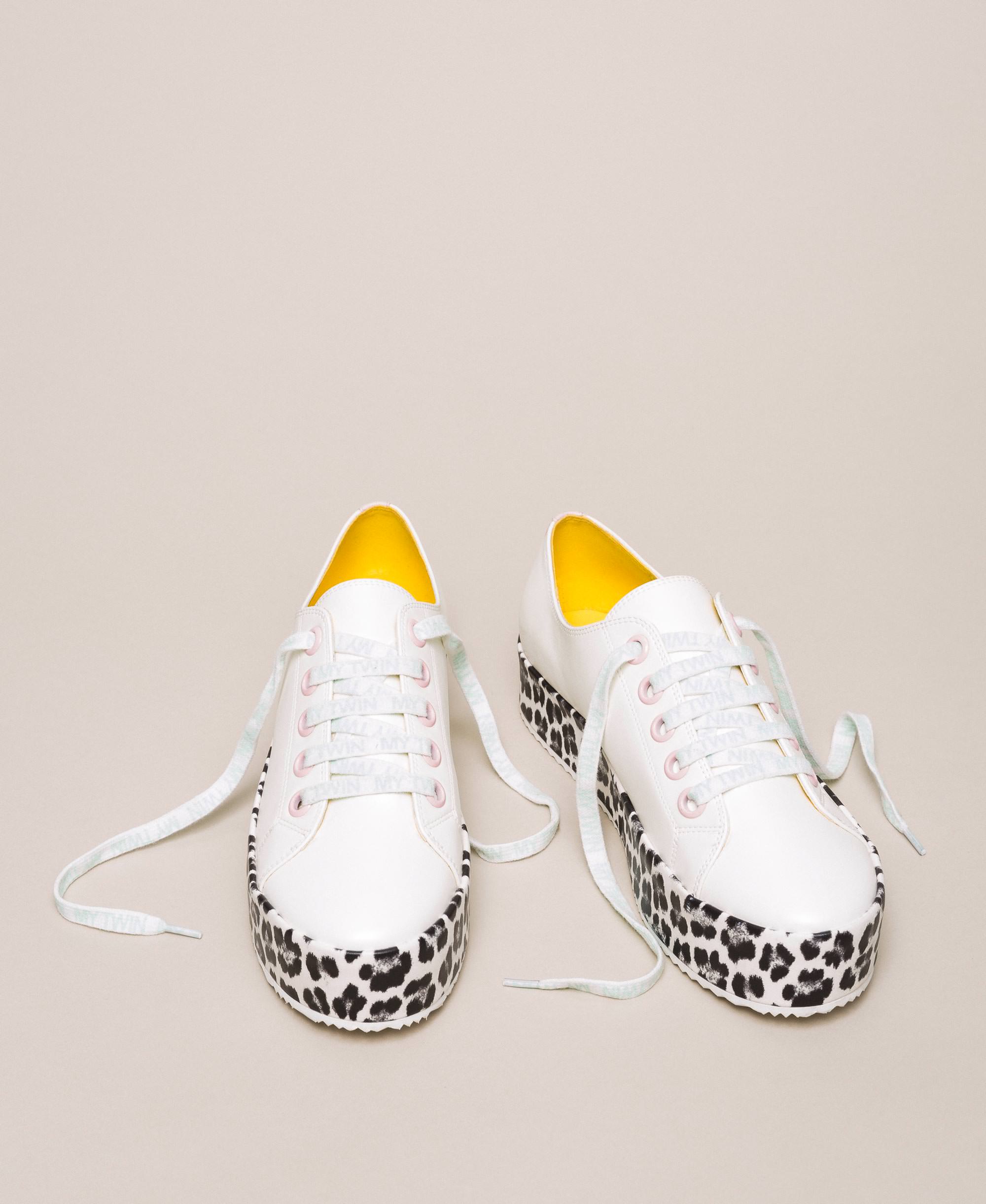 Baskets compensées avec imprimé animalier Femme, Noir | TWINSET Milano