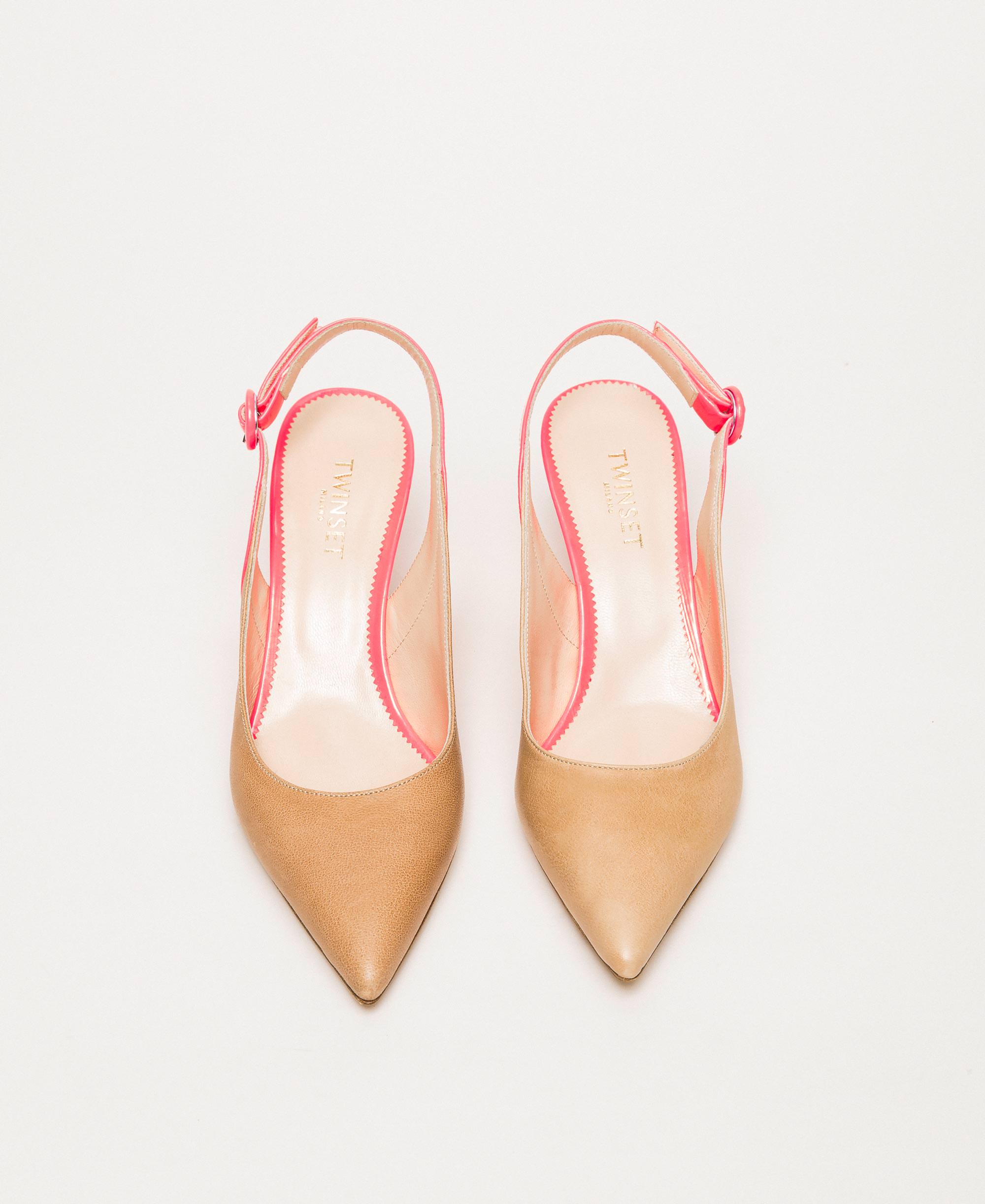 Escarpins slingback en cuir et vernis Femme, Fuchsia | TWINSET Milano