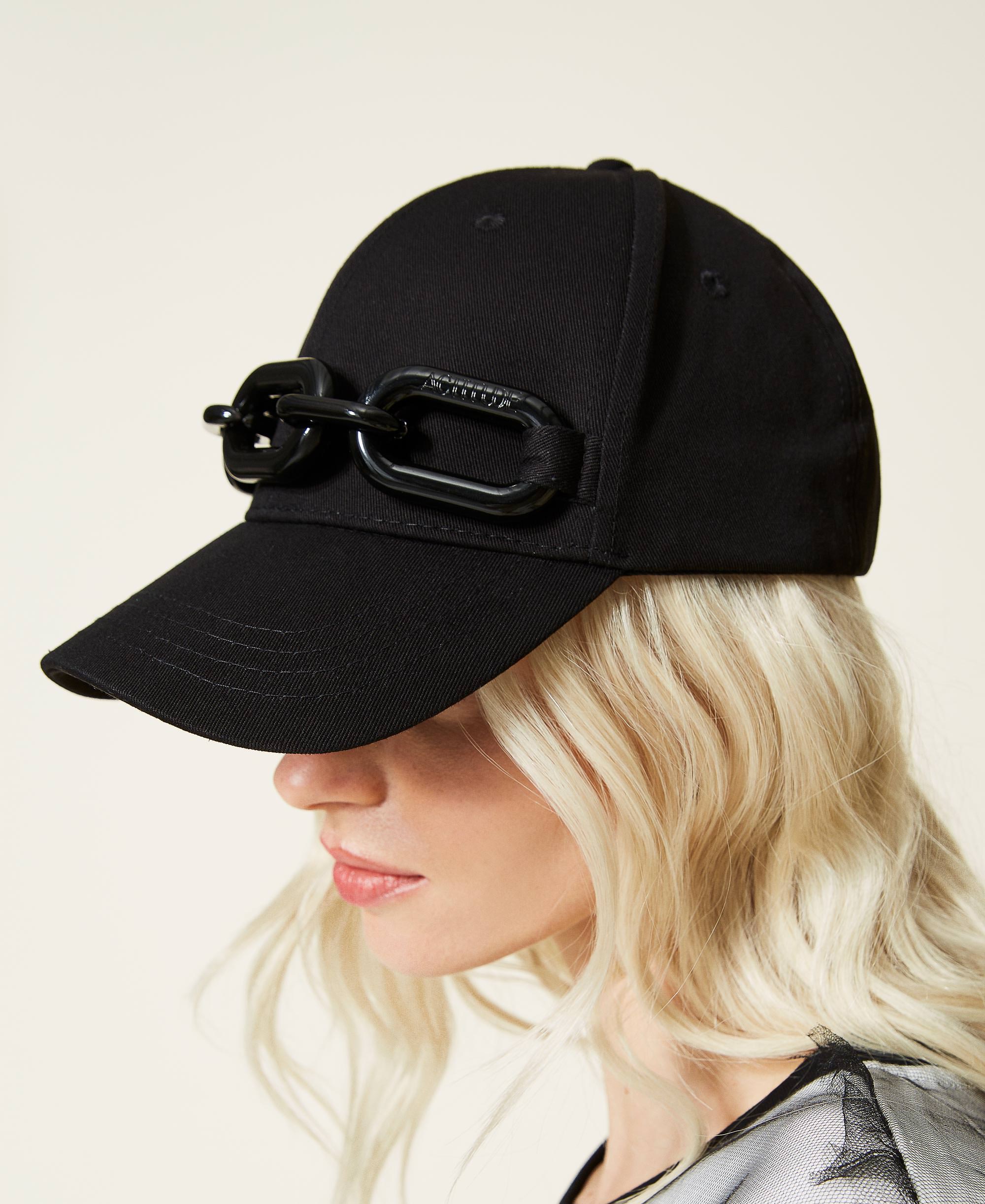 Baseball cap with chain Woman, Black | TWINSET Milano