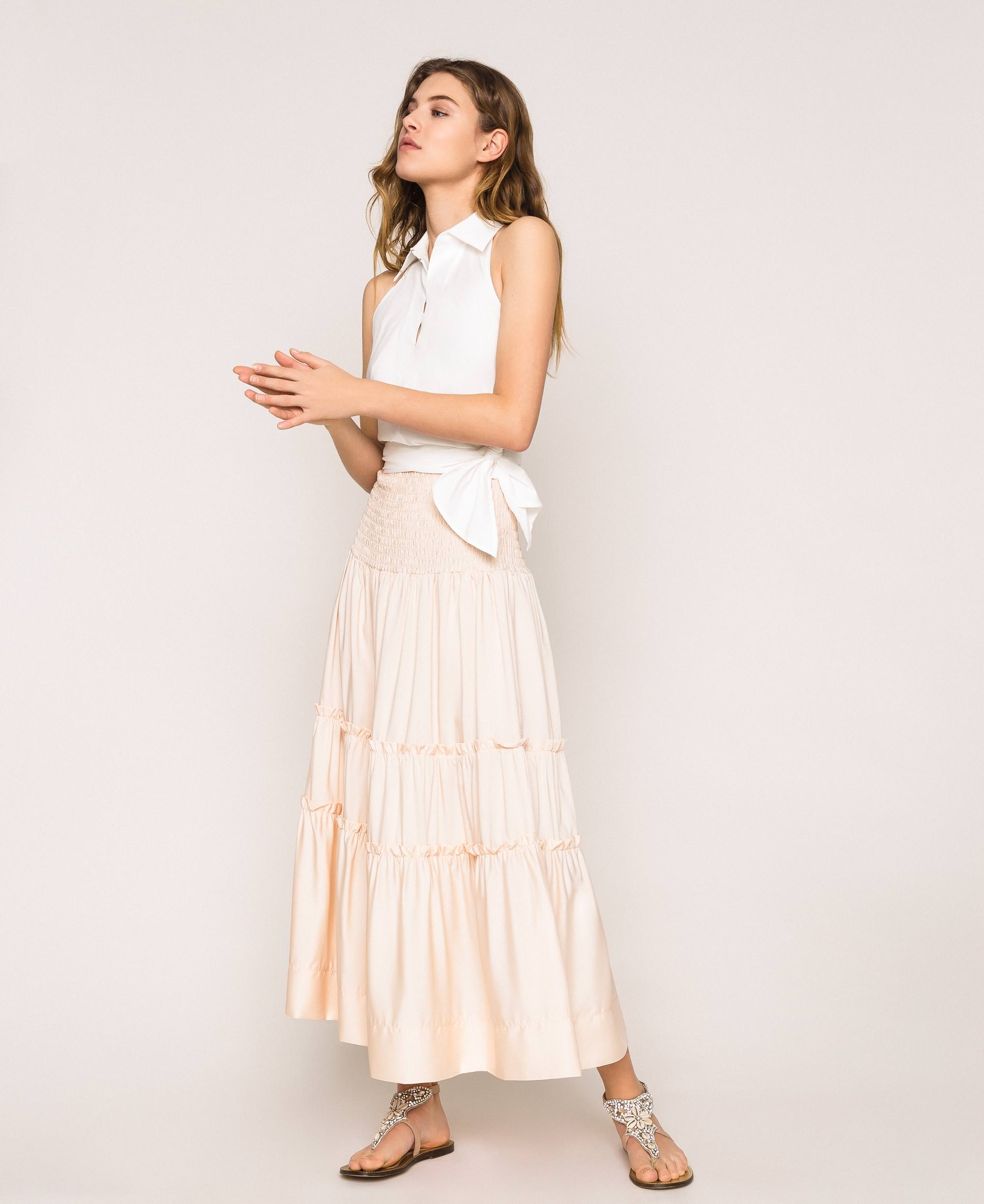 Robe-jupe avec volants Femme, Beige | TWINSET Milano