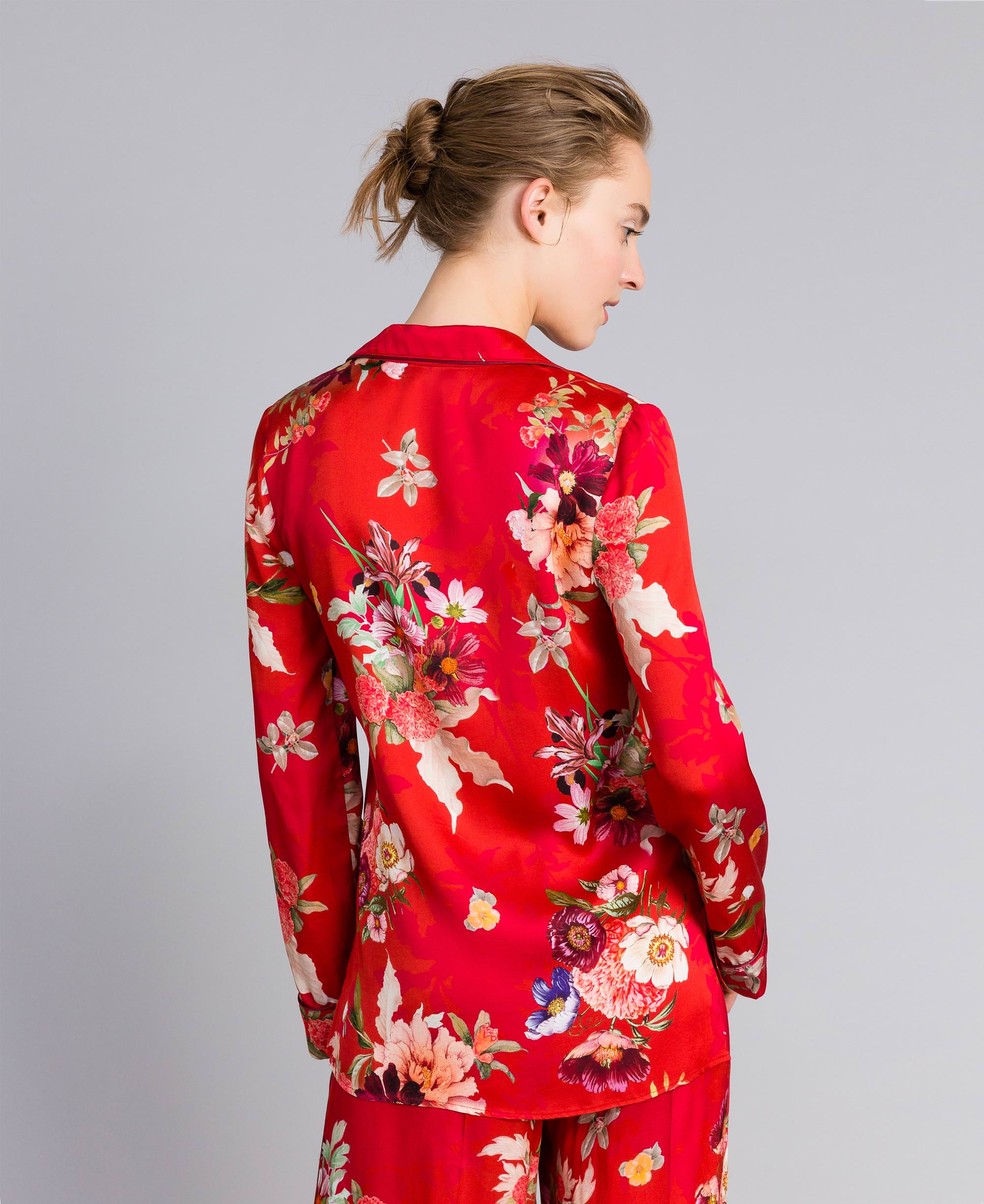 Chemise en satin floral
