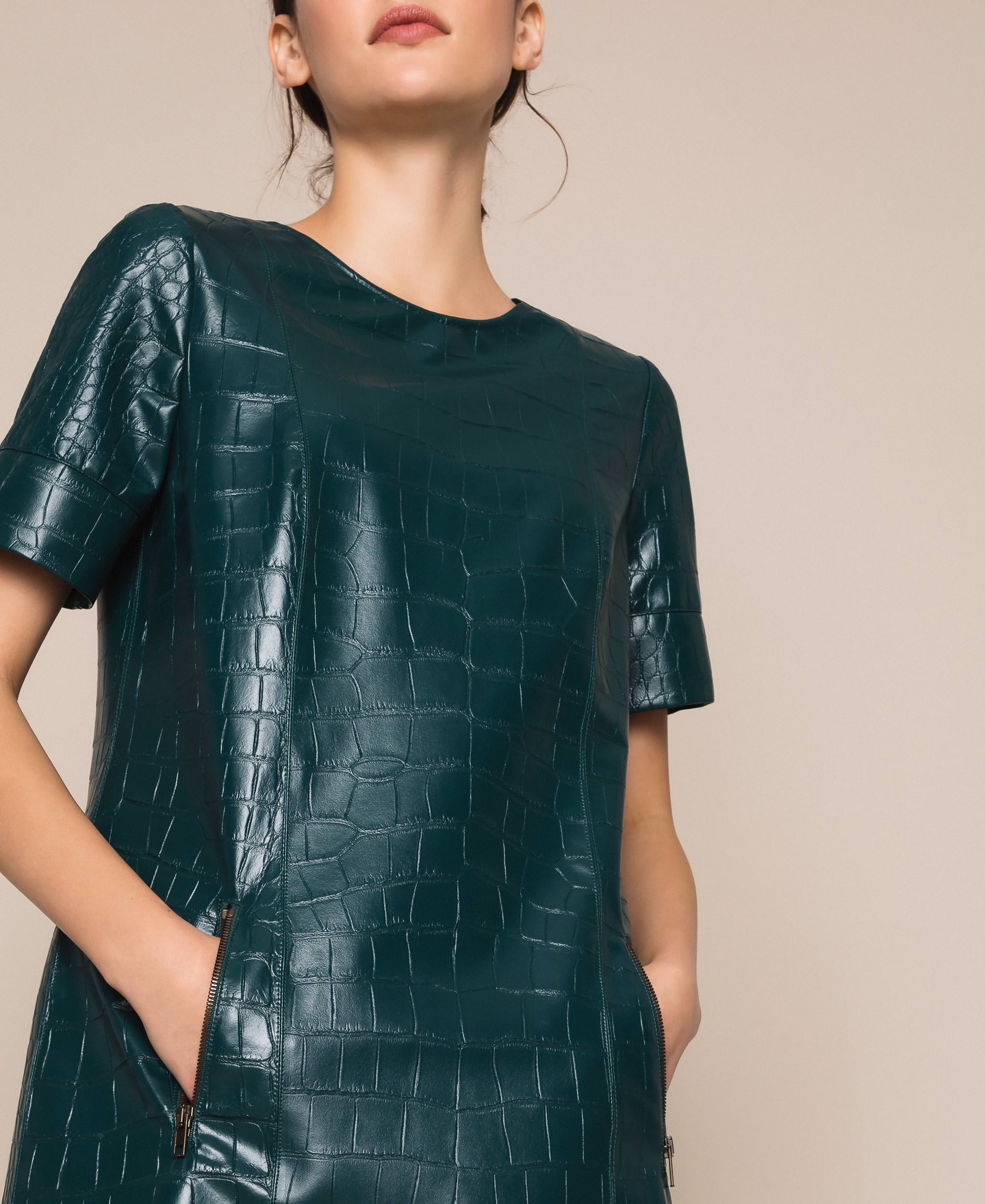 Crocodile print faux leather dress Woman, Green | TWINSET Milano
