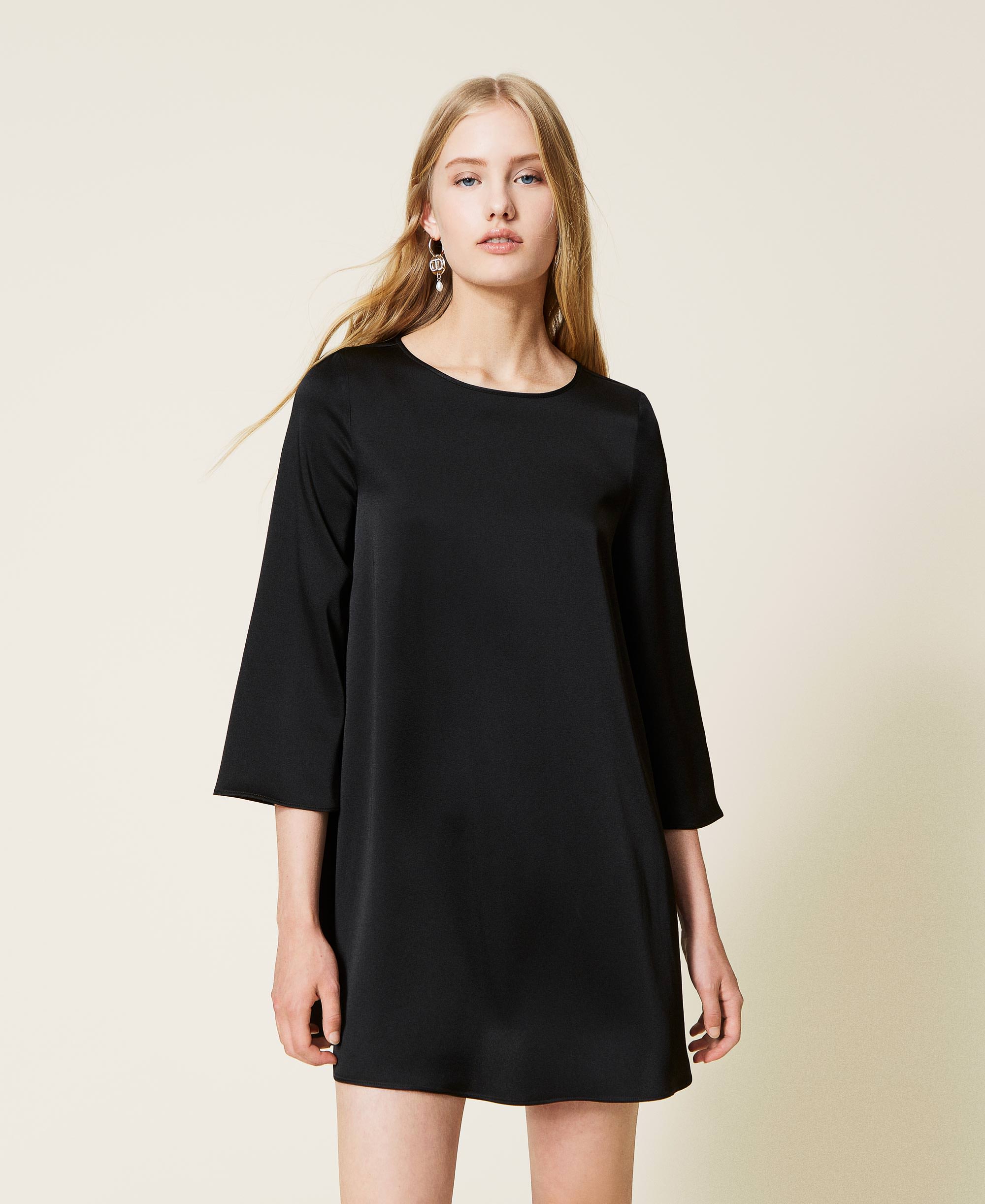 Short cady tunic dress Woman, Black | TWINSET Milano