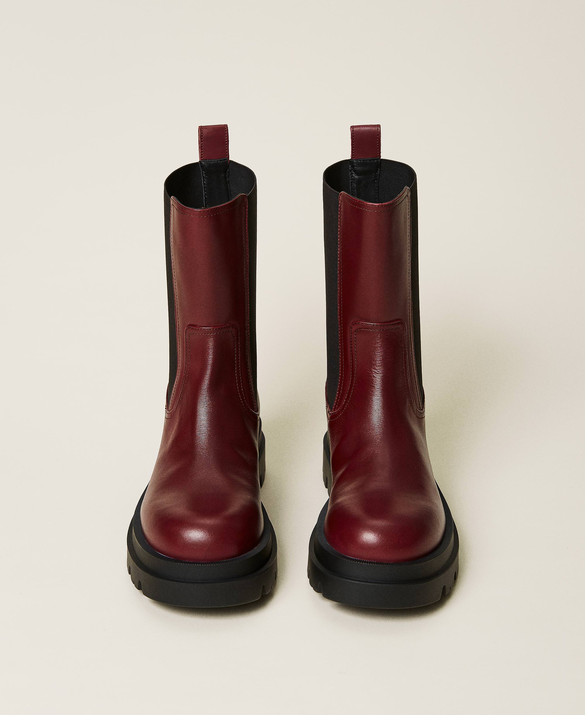 Chelsea Boot aus Leder Frau, Violett | TWINSET Milano