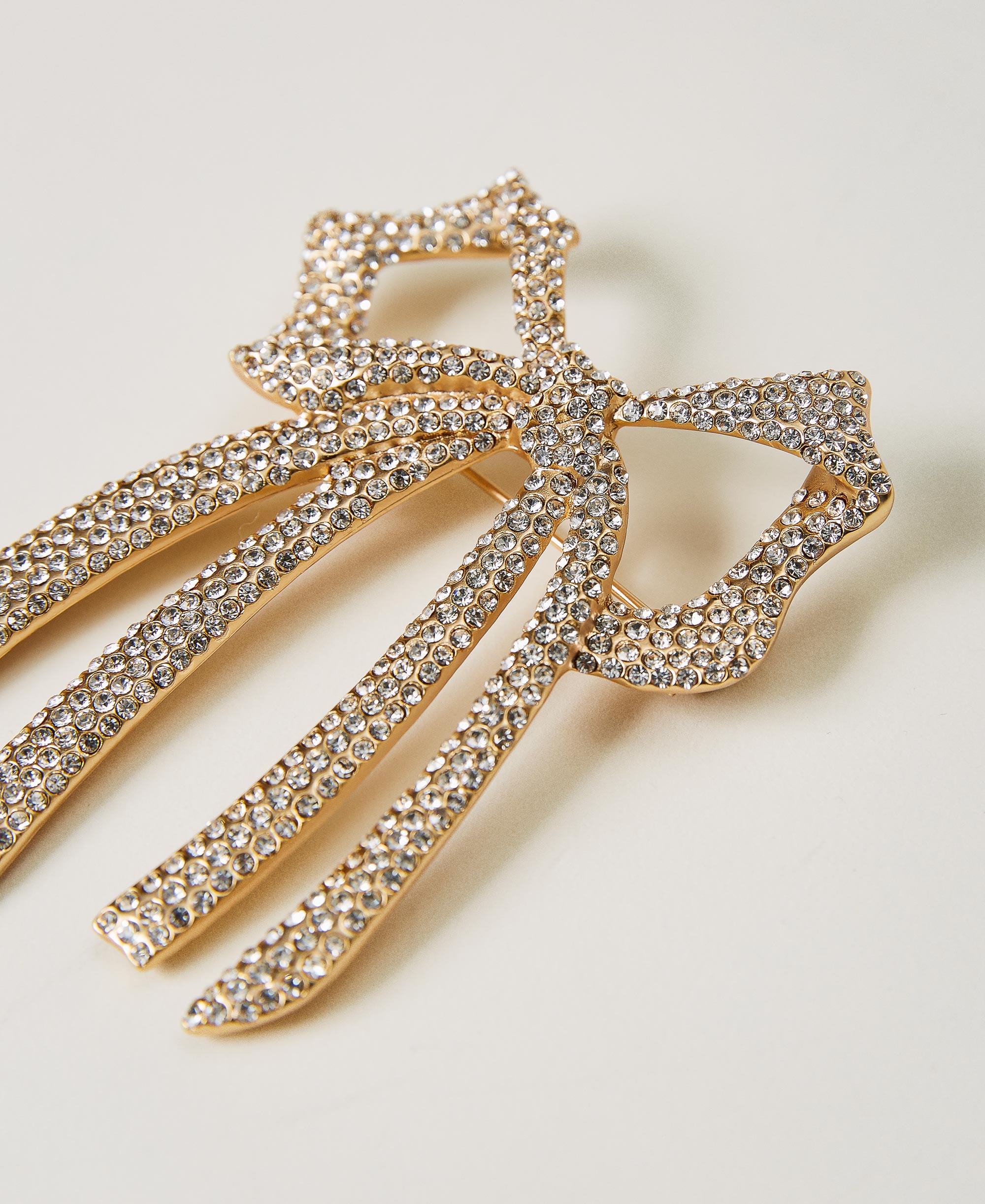 Bow-shaped brooch with rhinestones Woman, Silver | TWINSET Milano