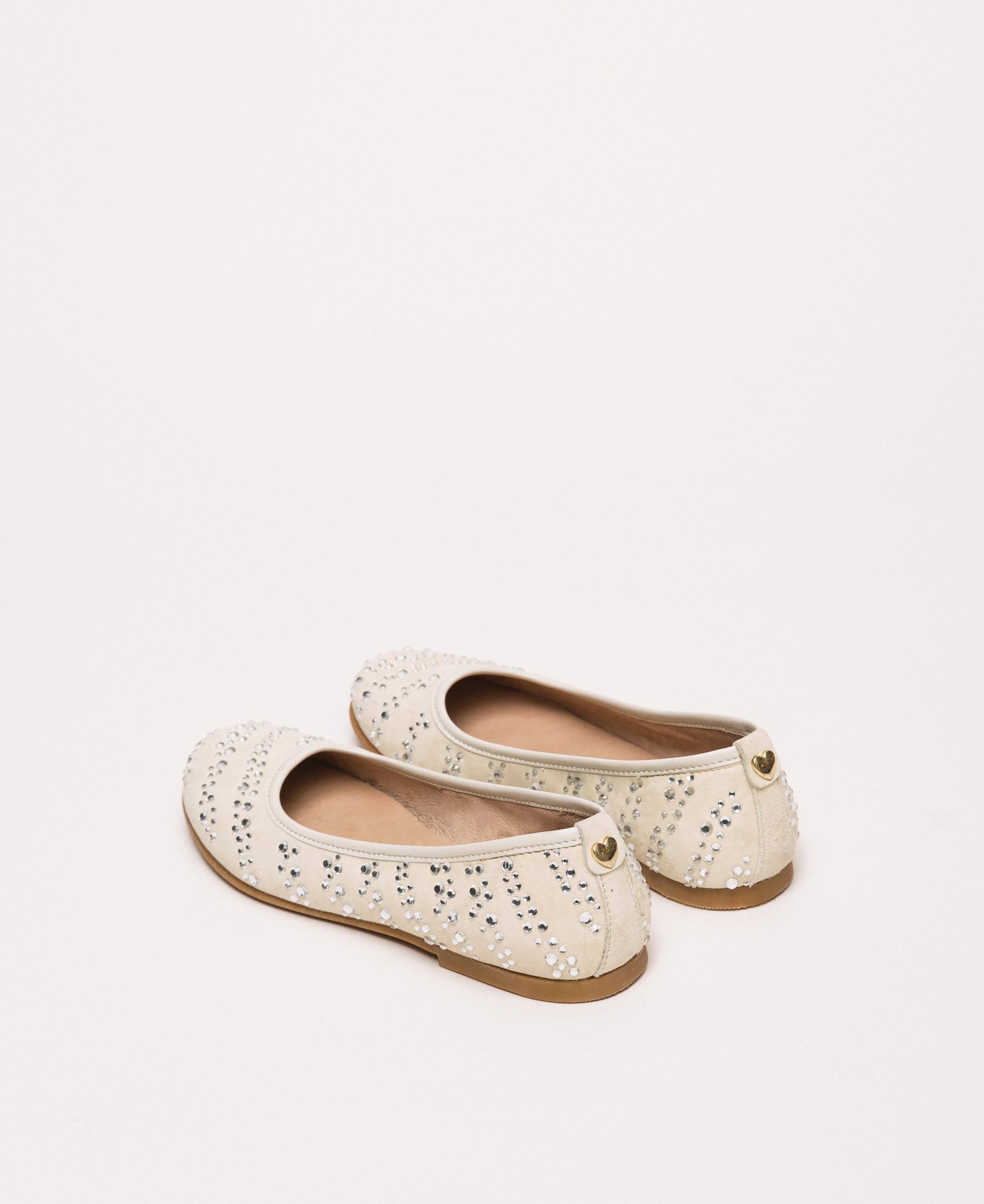 Ballerina scamosciata con strass Bambina, Beige | TWINSET Milano