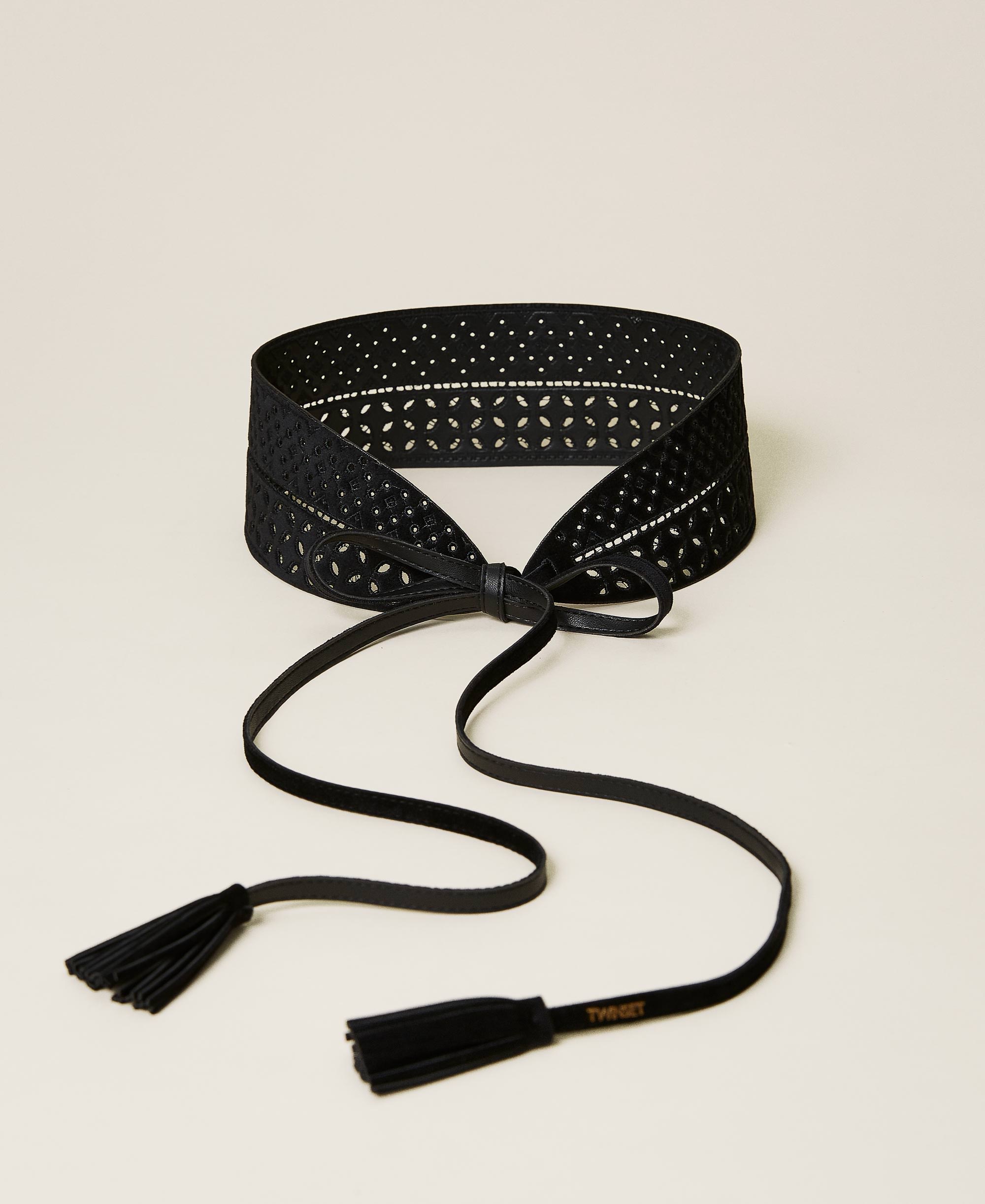 Cinturón fajín perforado Mujer, Negro | TWINSET Milano