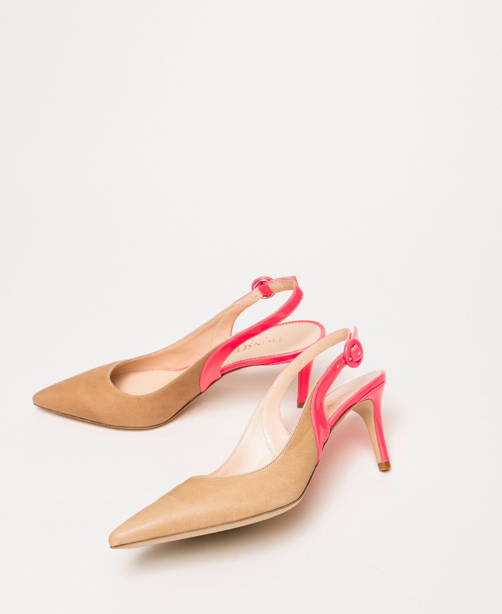 Escarpins slingback en cuir et vernis Femme, Fuchsia | TWINSET Milano