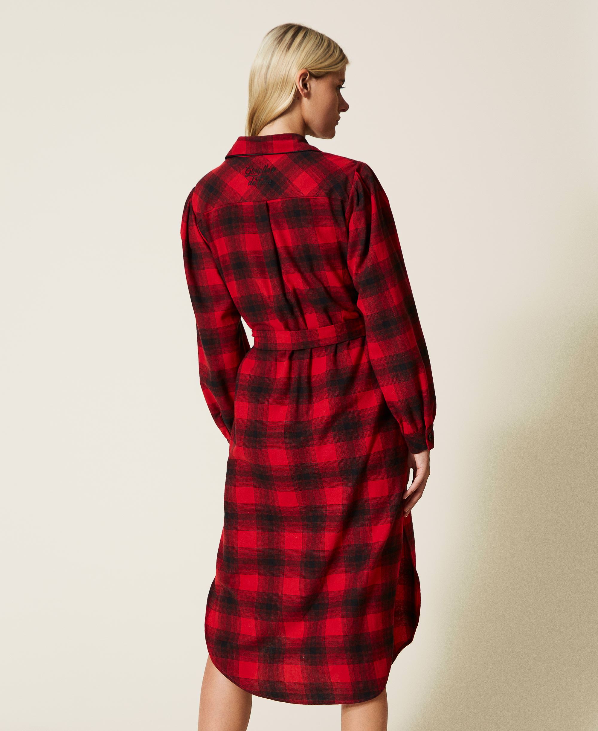 Chequered shirt dress Woman, Red | TWINSET Milano
